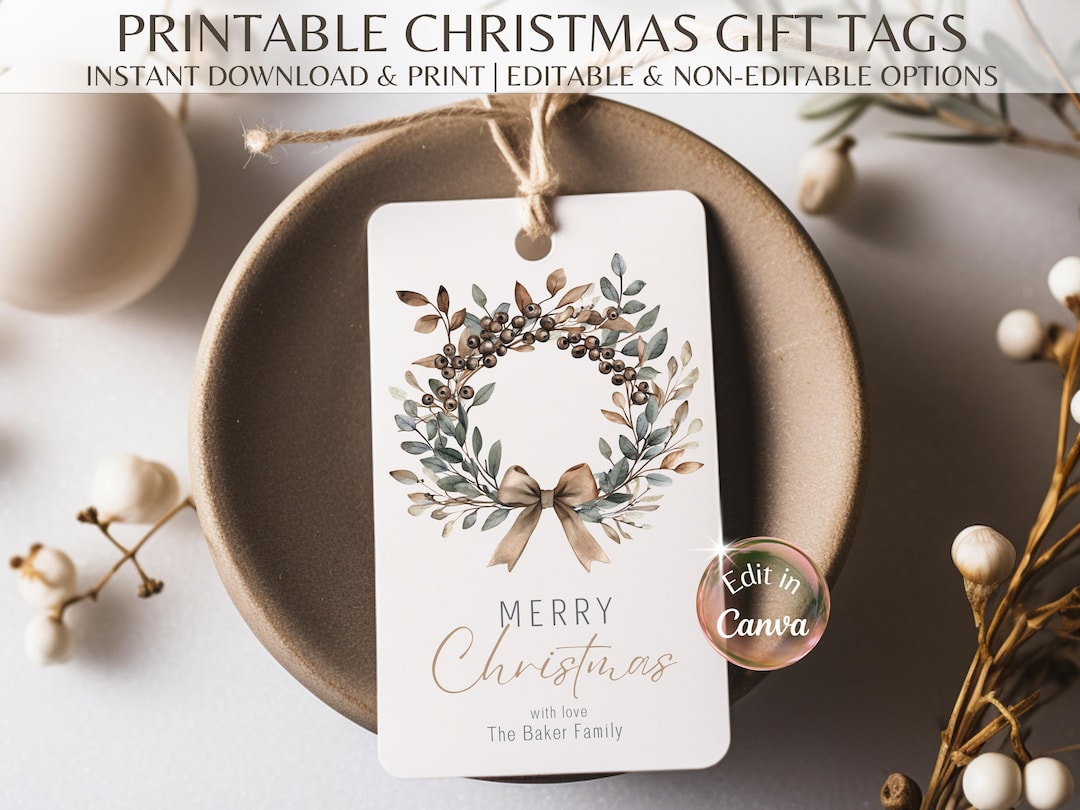 Christmas Gift Tags, Printable Christmas Tags, Rustic Christmas ...