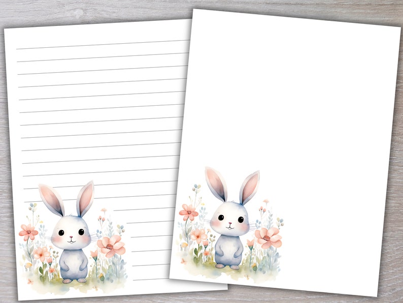 Printable Stationery, Easter Stationery Printable, Cute Bunnies Theme ...
