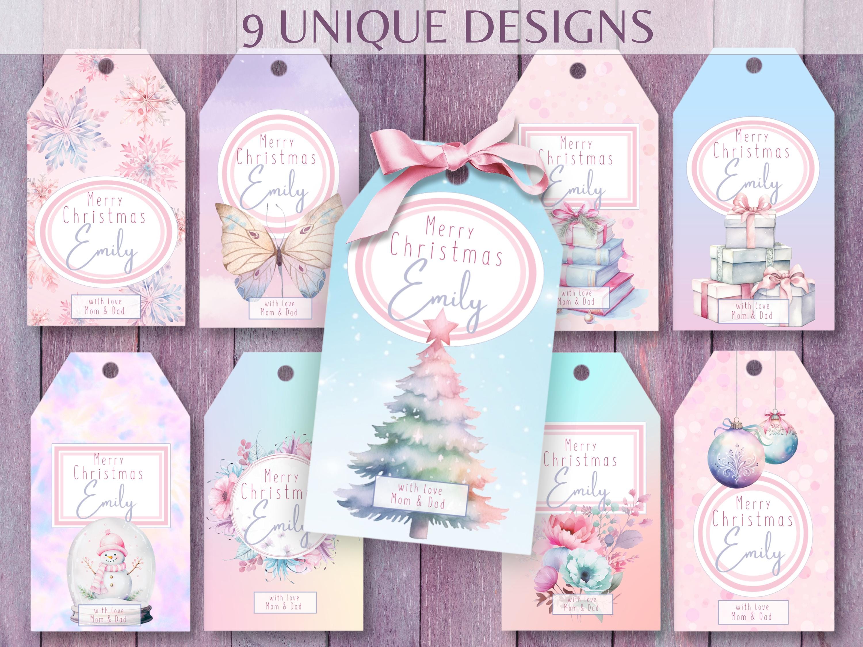 Printable Christmas Gift Tags, Rainbow Christmas Gift Tags, Pink ...