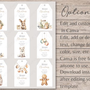 Printable Christmas Gift Tags, Boho Christmas, Cozy Boho, Editable ...