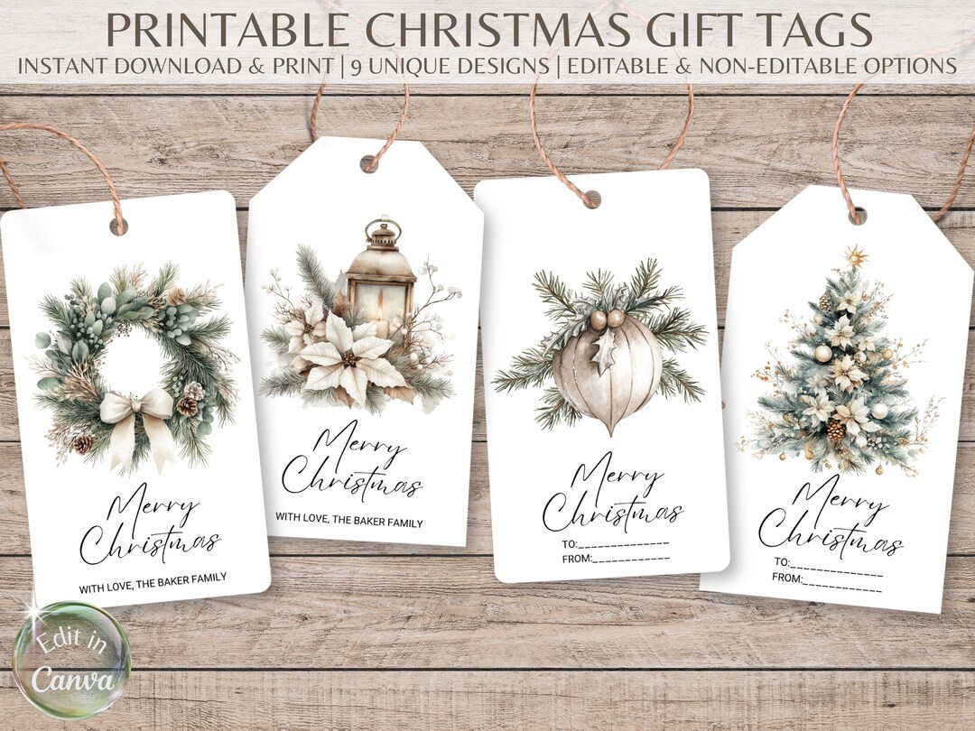 Christmas Gift Tag, Editable Christmas Gift Tags, Instant Download and ...
