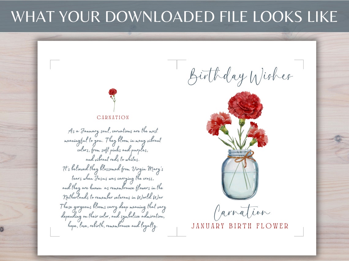 Birthday Card Printable, Birthday Card, Happy Birthday Birth Flower ...