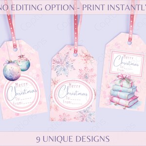 Printable Christmas Gift Tags, Editable Christmas Gift Tags, Pink ...