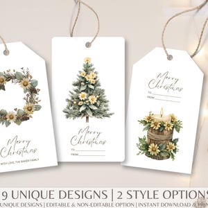 Printable Christmas Gift Tags, Boho Christmas Tags, Editable Christmas ...