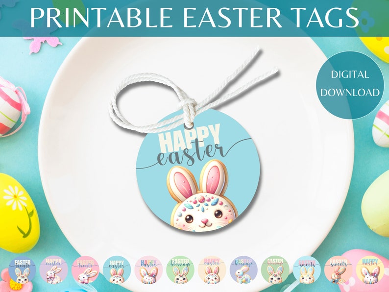 Printable Easter Gift Tags, Printable Easter Cookie Tags, Printable ...