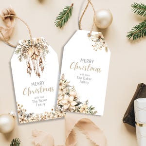 Printable Christmas Gift Tags, Boho Christmas, Elegant Boho, Editable ...