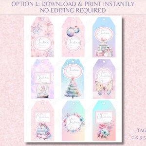 Printable Christmas Gift Tags, Editable Christmas Gift Tags, Pink ...