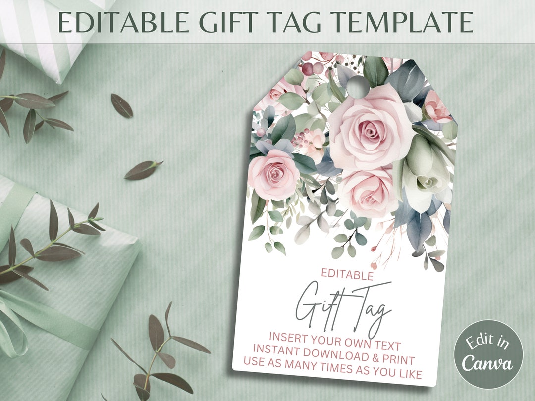 Editable Gift Tags, Editable Tag Template, Custom Favor Tag, Editable ...