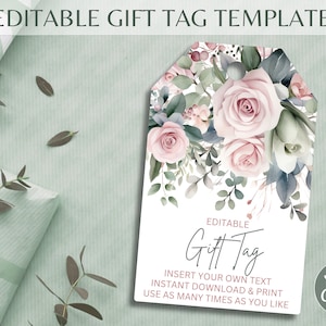 Editable Gift Tags, Editable Tag Template, Custom Favor Tag, Editable ...
