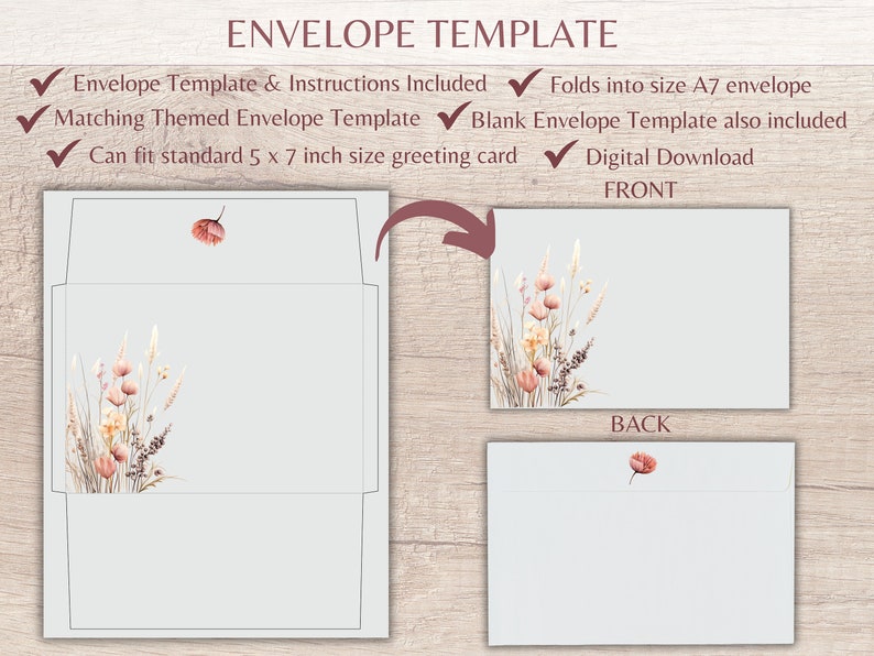 Printable Stationery, Printable Note Pad, Boho Wildflower Themed ...