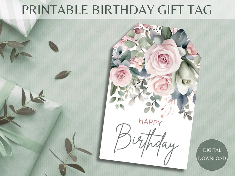 Printable Birthday Tags, Happy Birthday Gift Tags, Printable Birthday ...