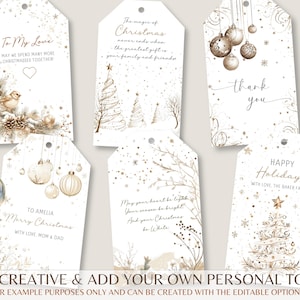 Printable Christmas Gift Tags, Elegant Christmas Tags, Editable ...