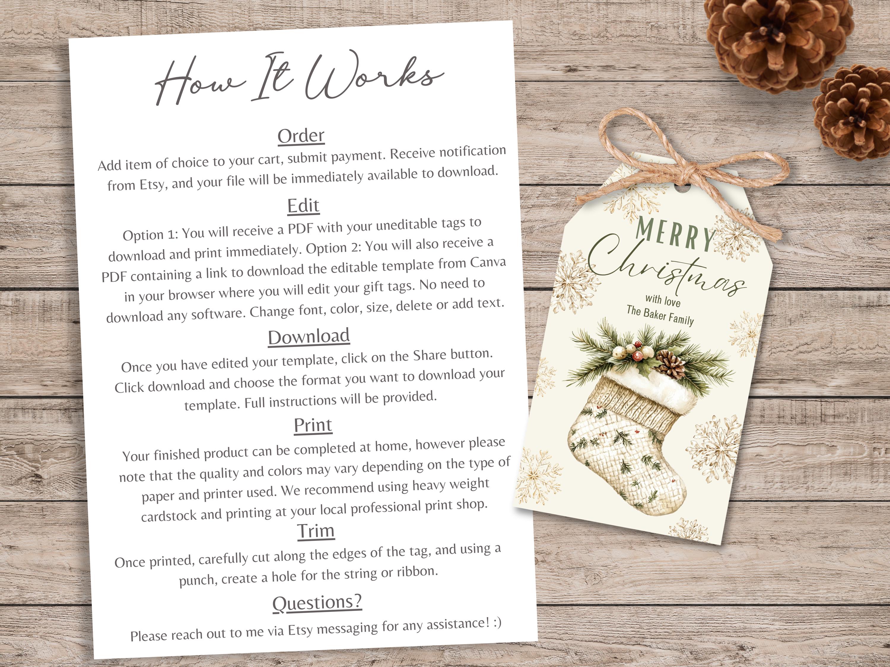 Christmas Gift Tags Printable, Rustic Christmas, Editable Christmas ...