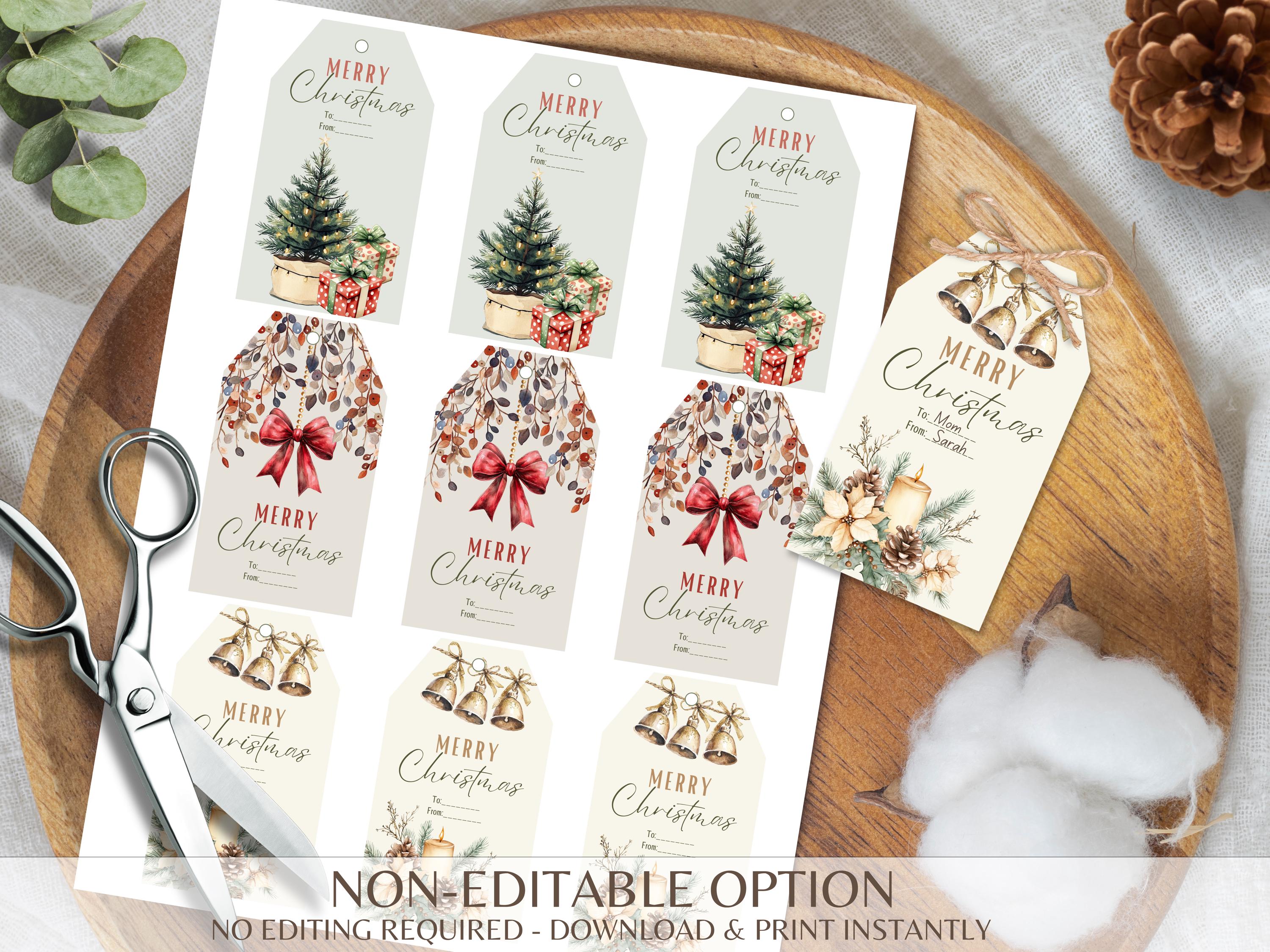Christmas Gift Tags Printable, Rustic Christmas, Editable Christmas ...