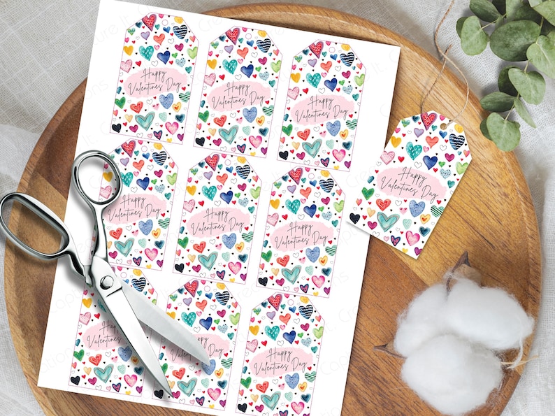 Happy Valentines Day Gift Tags, Printable Valentines Day Tags, Favor ...