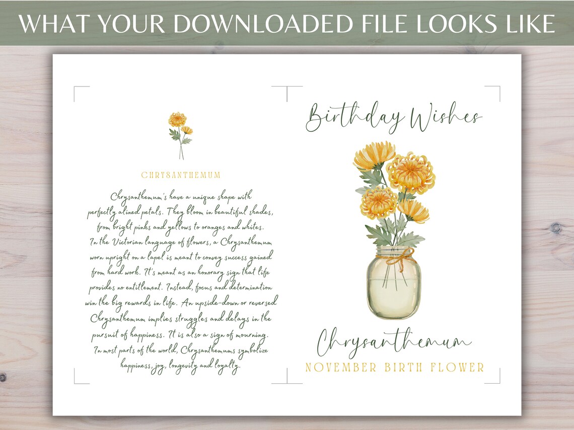 Birthday Card Printable, Happy Birthday Birth Flower Card, Birthday ...