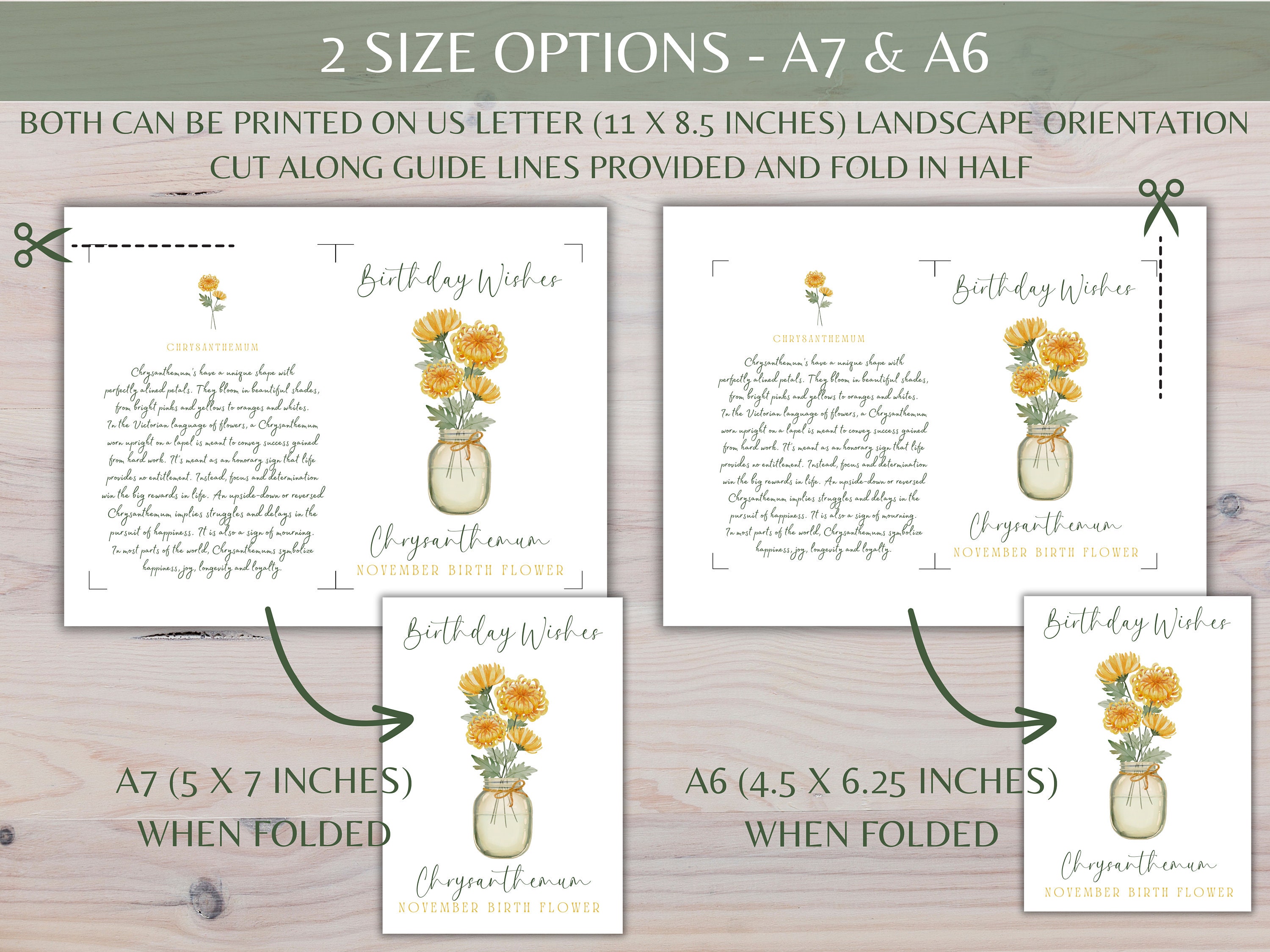 Birthday Card Printable, Happy Birthday Birth Flower Card, Birthday ...