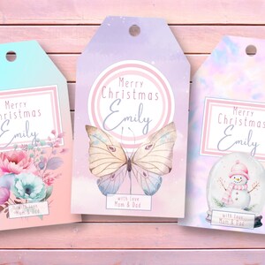 Printable Christmas Gift Tags, Rainbow Christmas Gift Tags, Pink ...