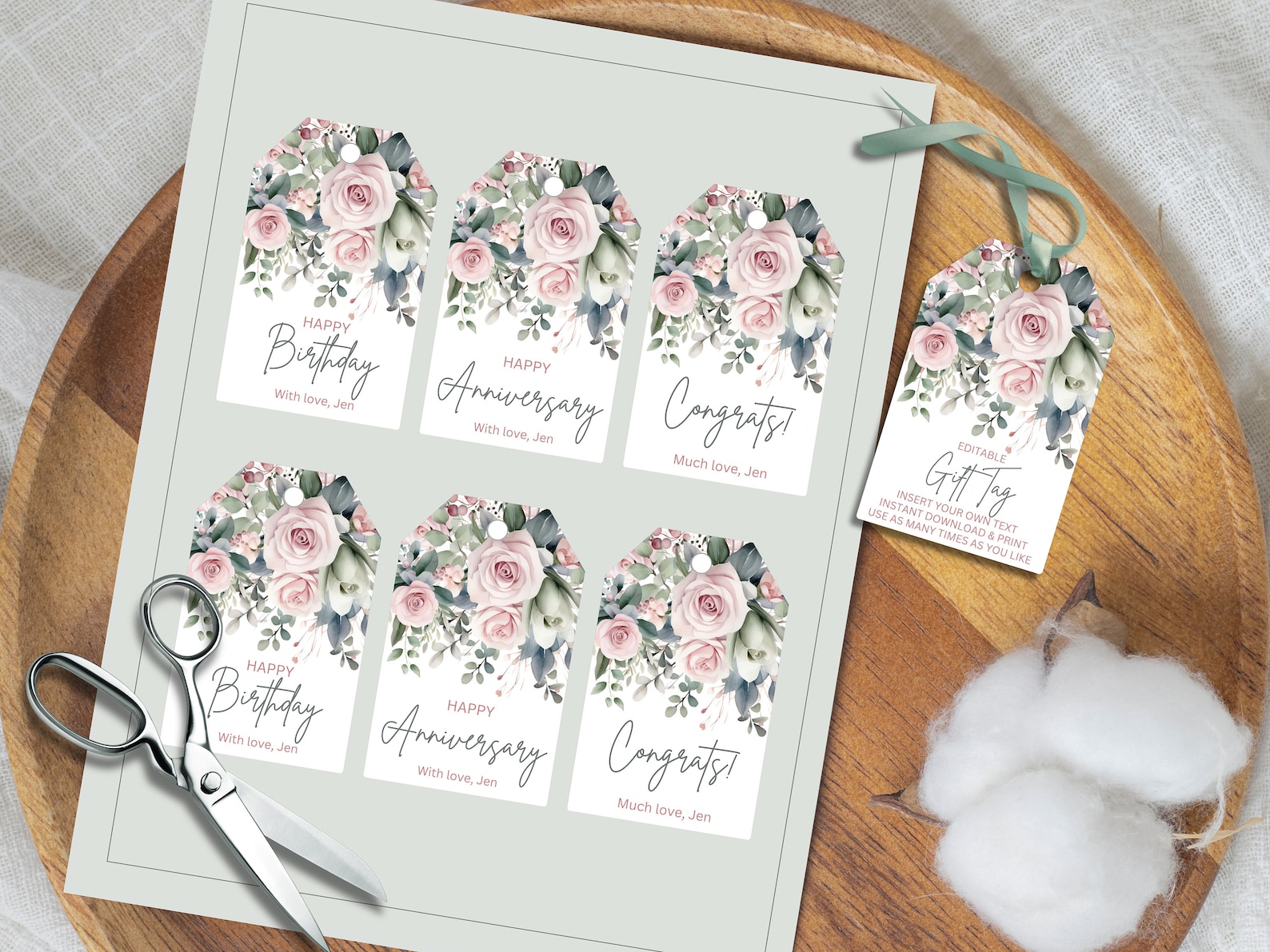 Editable Gift Tags, Editable Tag Template, Custom Favor Tag, Editable ...