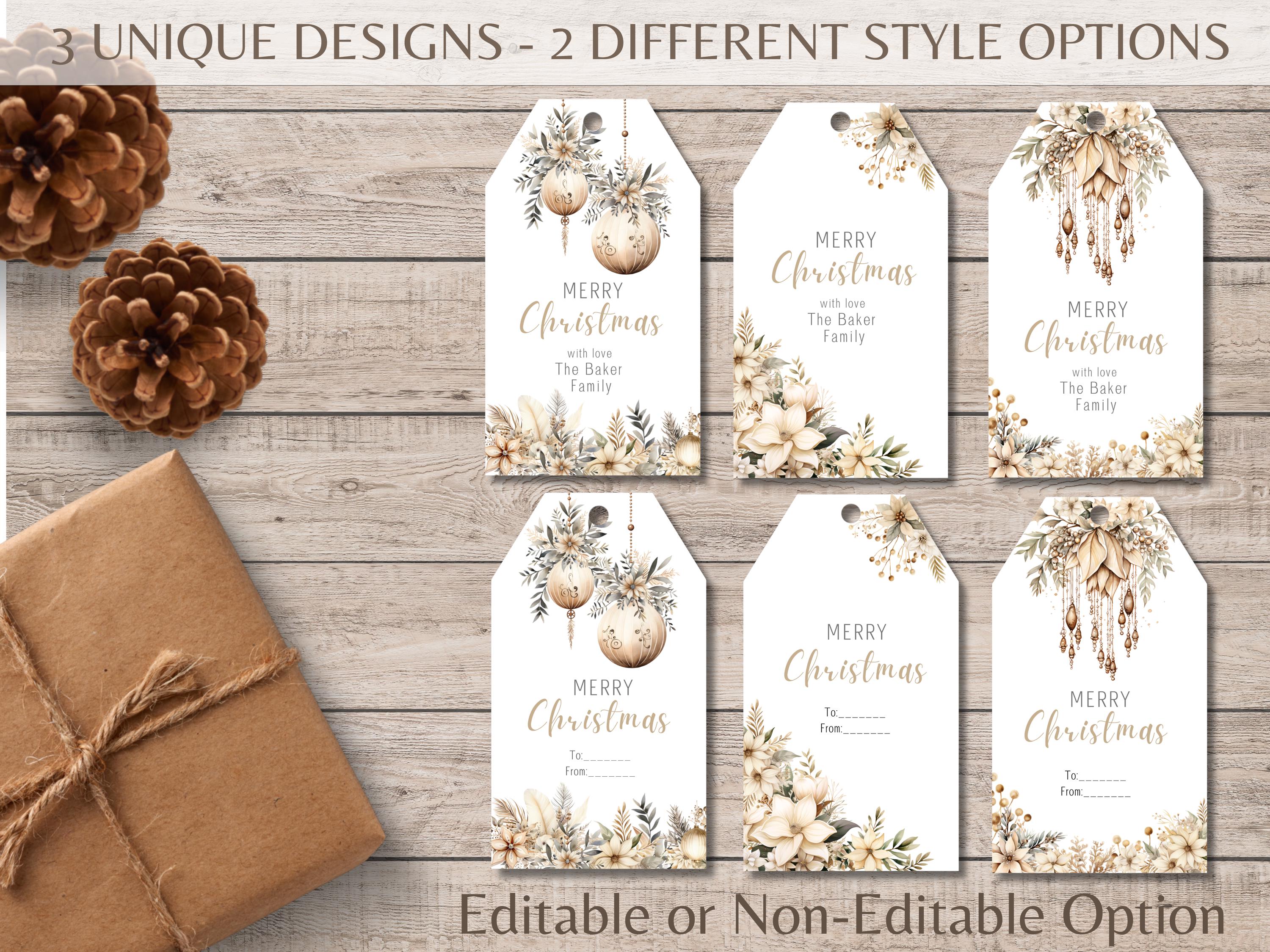 Printable Christmas Gift Tags, Boho Christmas, Elegant Boho, Editable ...