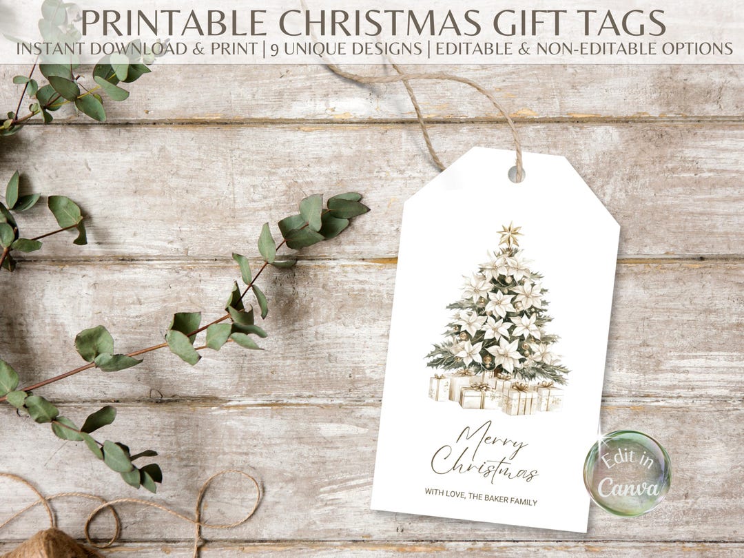 Printable Christmas Gift Tags, Rustic Christmas, Boho Christmas ...