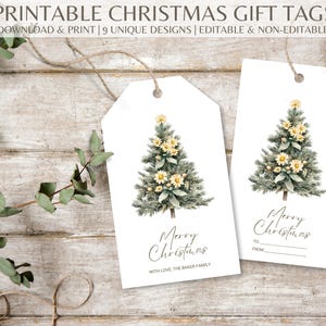 Printable Christmas Gift Tags, Boho Christmas Tags, Editable Christmas ...