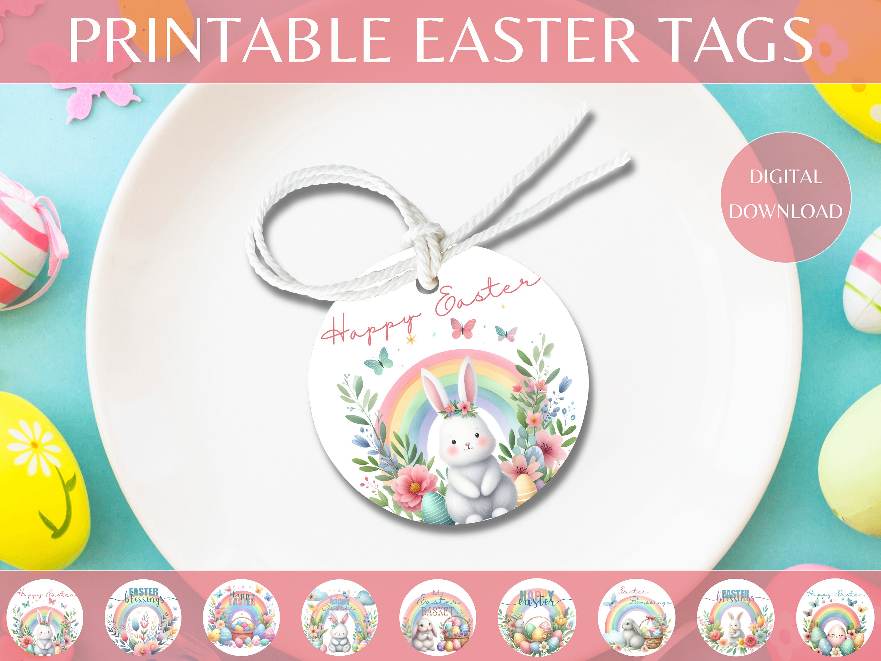 Printable Easter Gift Tags, Printable Easter Basket Tags, Easter Cookie ...