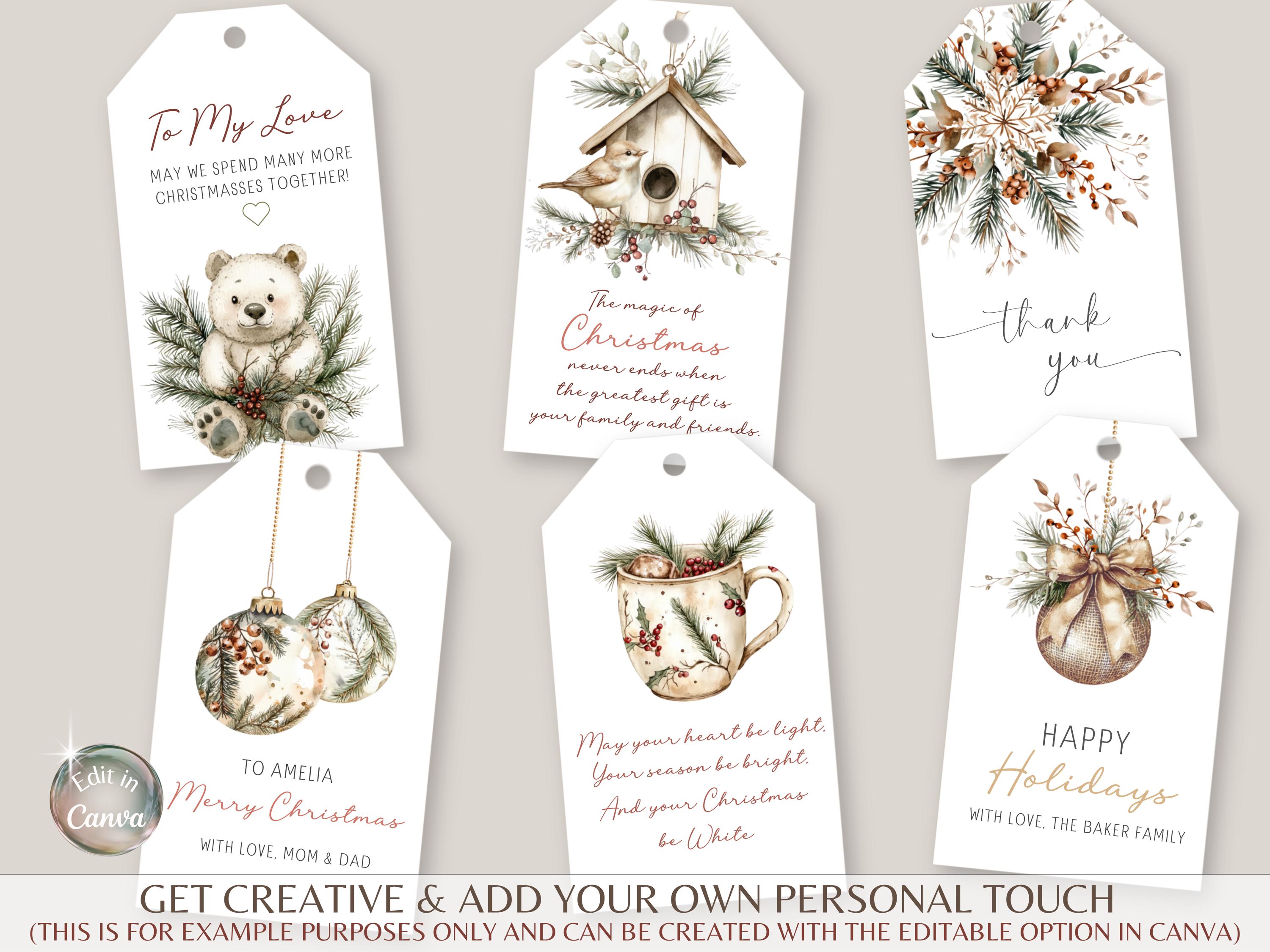 Christmas Gift Tags Printable, Boho Christmas, Editable Christmas Gift ...