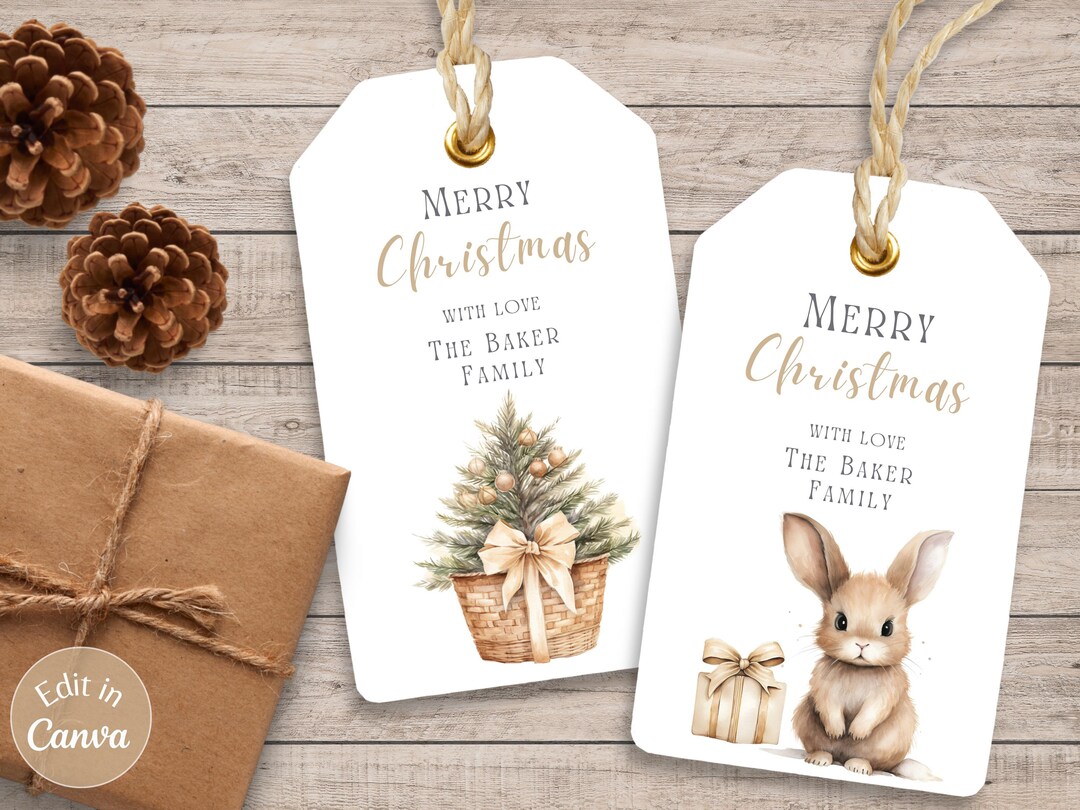 Printable Christmas Gift Tags, Boho Christmas, Cozy Boho, Editable ...