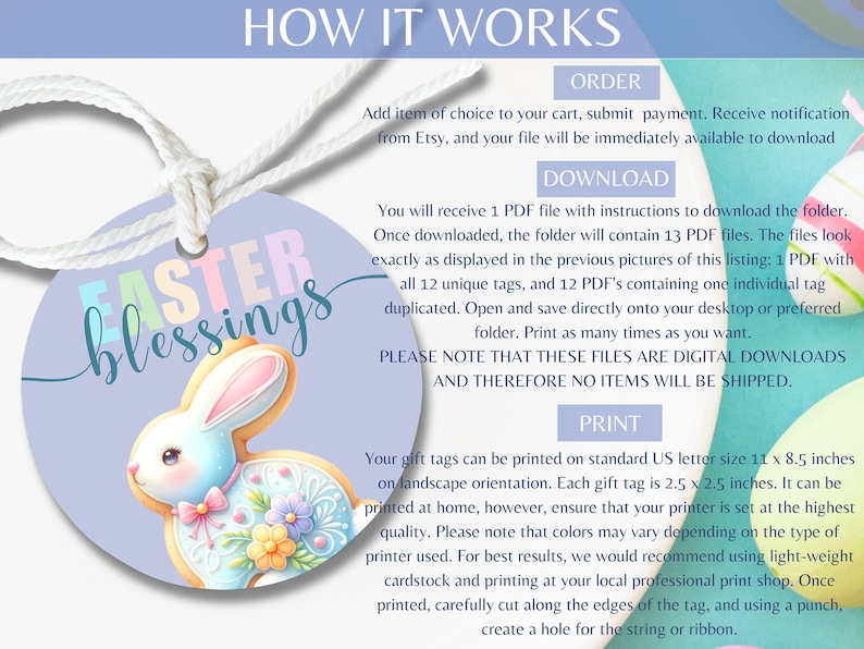 Printable Easter Gift Tags, Printable Easter Cookie Tags, Printable ...