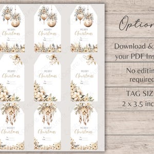 Printable Christmas Gift Tags, Boho Christmas, Elegant Boho, Editable ...