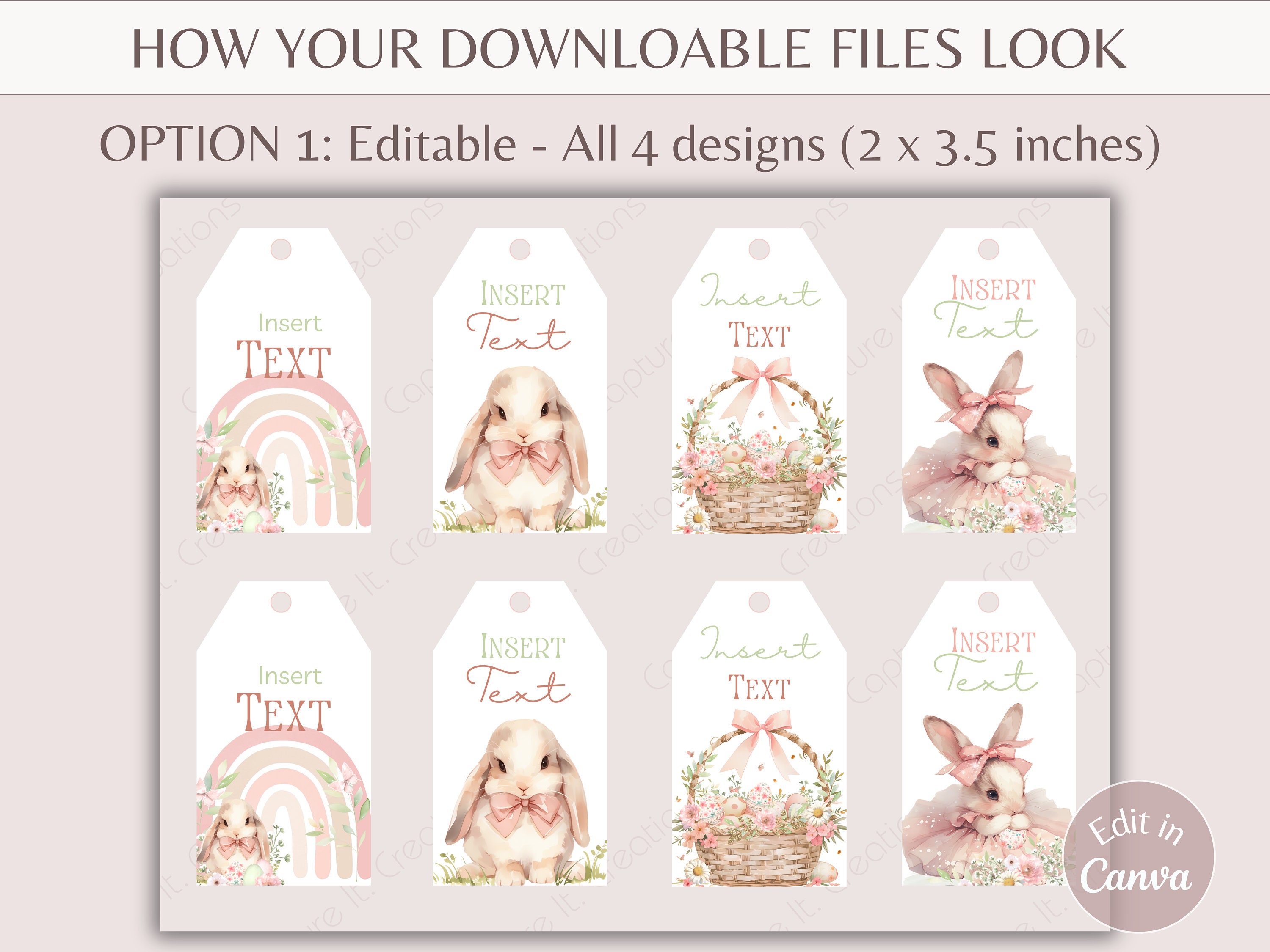 Printable Easter Gift Tags, Soft Pink Boho Easter Theme, Editable ...