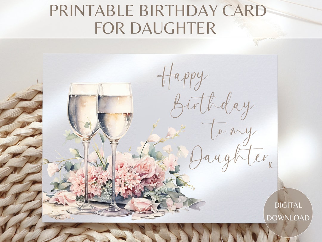 Birthday Card for Daughter, Daughter Birthday Card, Printable Birthday ...
