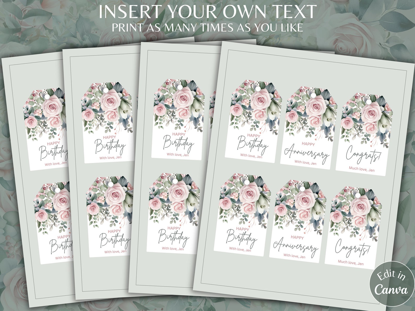 Editable Gift Tags, Editable Tag Template, Custom Favor Tag, Editable ...