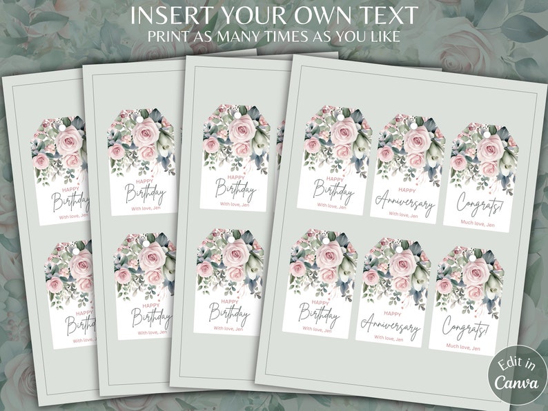 Editable Gift Tags, Editable Tag Template, Custom Favor Tag, Editable ...