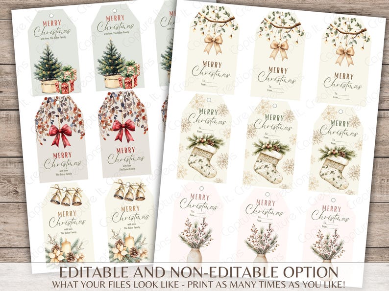 Christmas Gift Tags Printable, Rustic Christmas, Editable Christmas ...