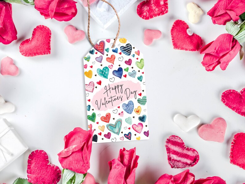 Happy Valentines Day Gift Tags, Printable Valentines Day Tags, Favor ...