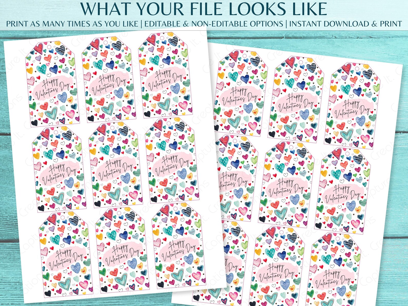 Happy Valentines Day Gift Tags, Printable Valentines Day Tags, Favor ...