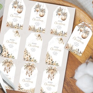 Printable Christmas Gift Tags, Boho Christmas, Elegant Boho, Editable ...