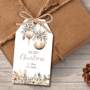 Printable Christmas Gift Tags, Boho Christmas, Elegant Boho, Editable ...