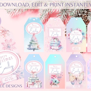 Printable Christmas Gift Tags, Editable Christmas Gift Tags, Pink ...