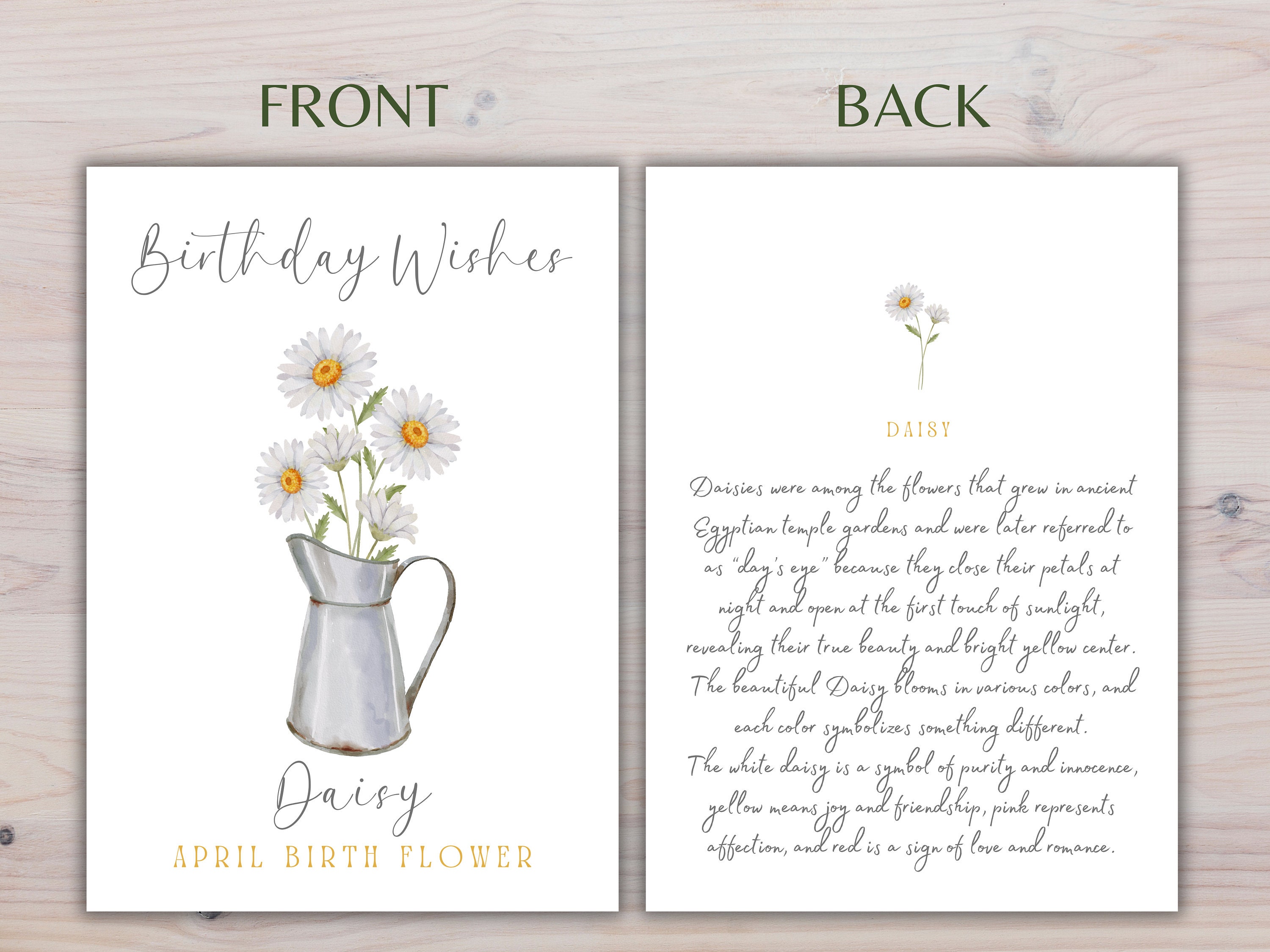 Birthday Card Printable, April Birthday Card, Birth Flower Card ...