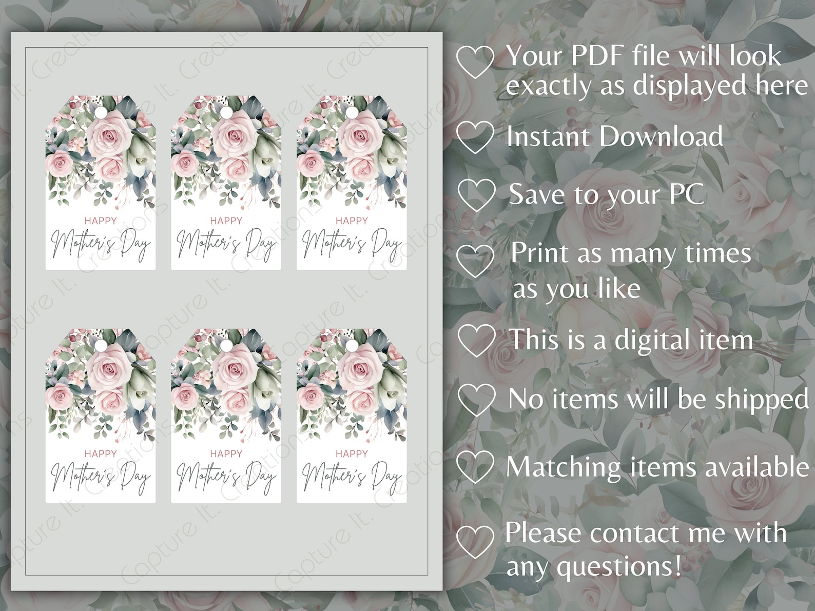 Mother's Day Gift Tag, Printable Gift Tag, Mother's Day Printable ...