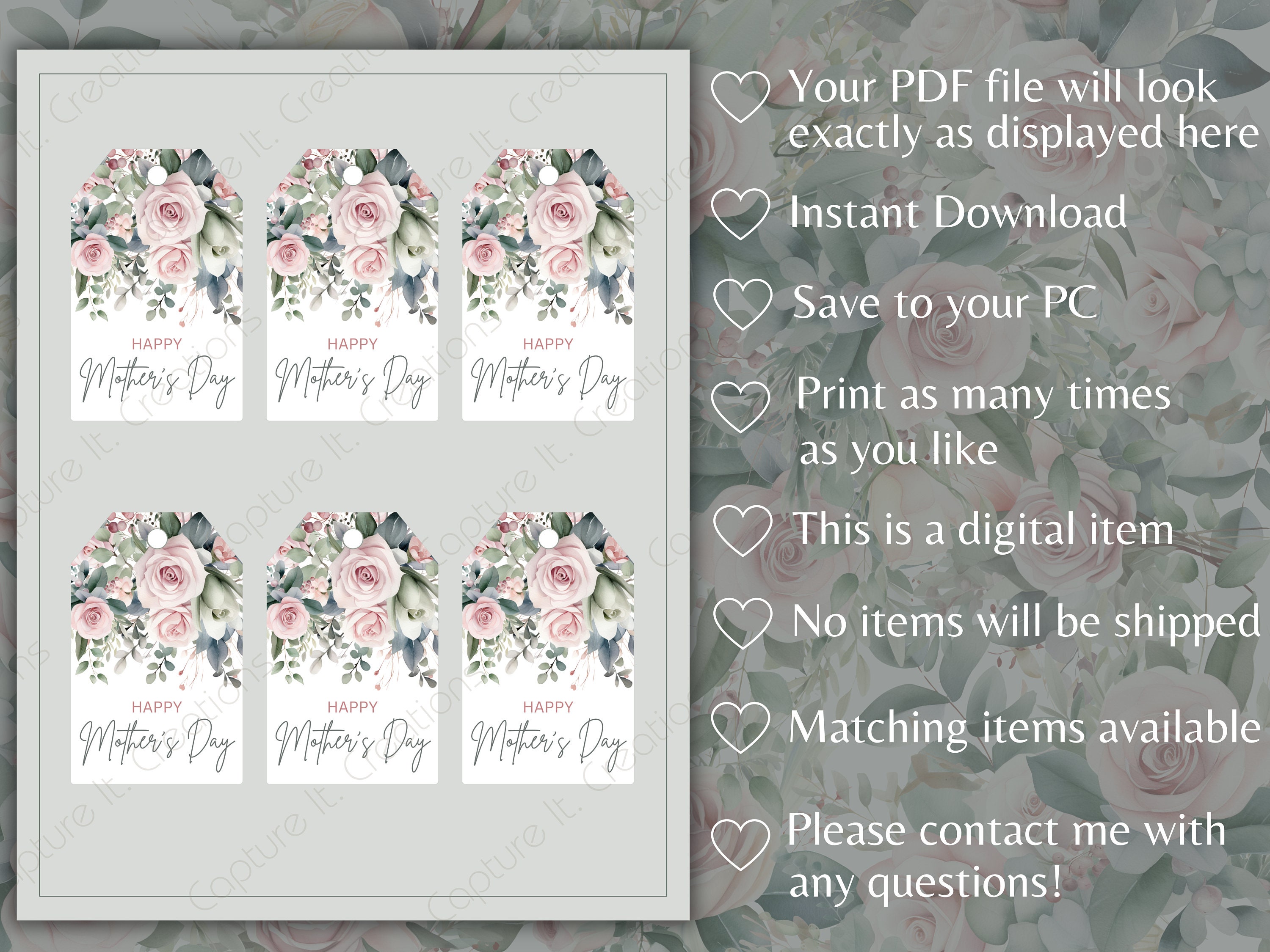 Mother's Day Gift Tag, Printable Gift Tag, Mother's Day Printable ...