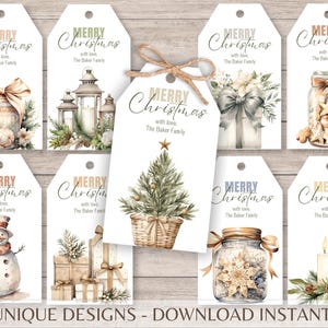 Christmas Gift Tags Printable, Boho Christmas, Editable Christmas Gift ...