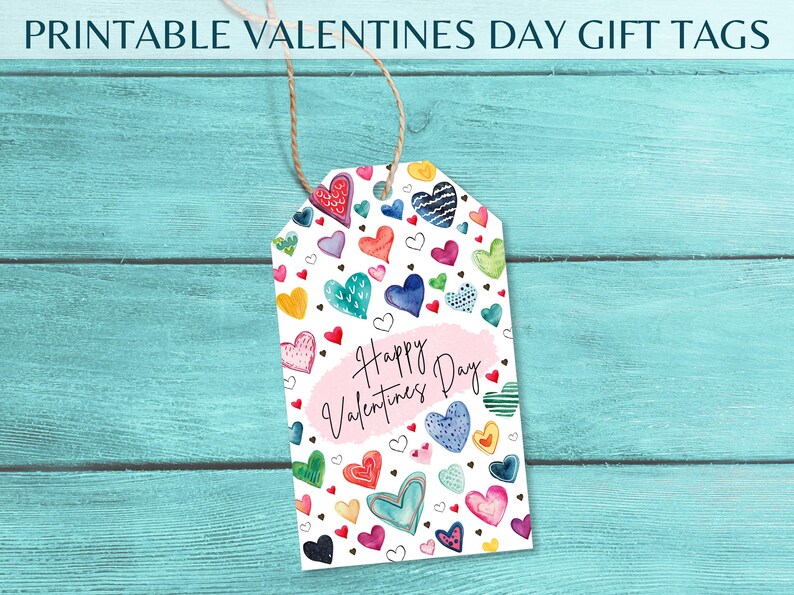 Happy Valentines Day Gift Tags, Printable Valentines Day Tags, Favor ...