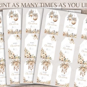 Printable Christmas Gift Tags, Boho Christmas, Elegant Boho, Editable ...