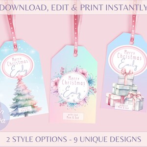 Printable Christmas Gift Tags, Editable Christmas Gift Tags, Pink ...