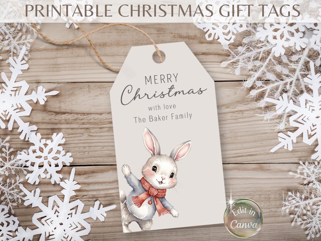 Christmas Gift Tags Printable, Cute Animals Christmas Tags, Editable ...