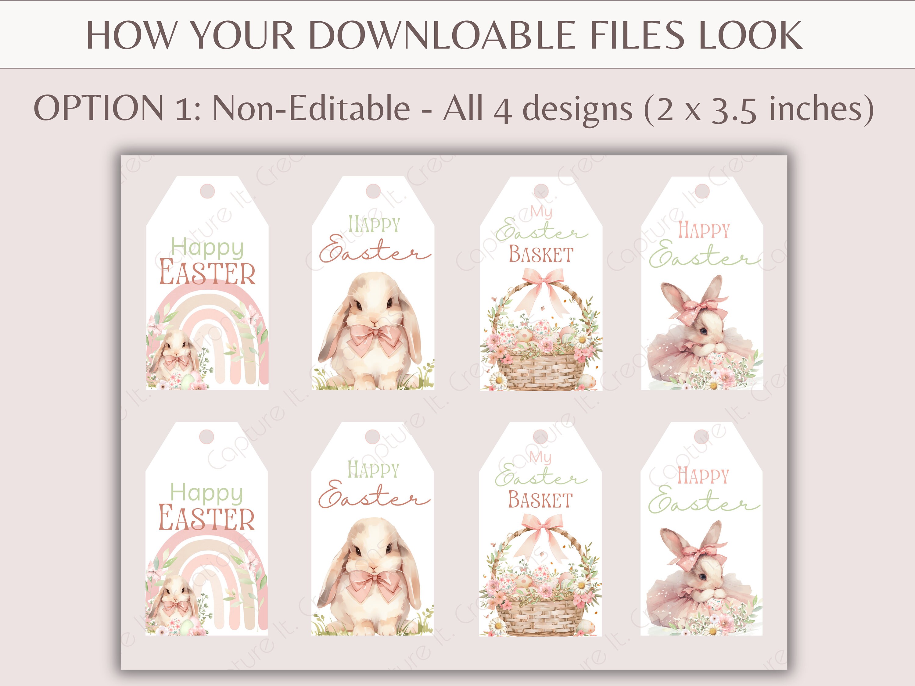 Printable Easter Gift Tags, Soft Pink Boho Easter Theme, Editable ...